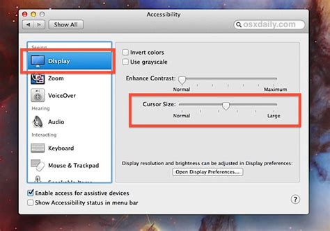 Change Pointer Size Mac
