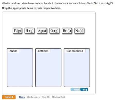 solved what is produced at each electrode in the