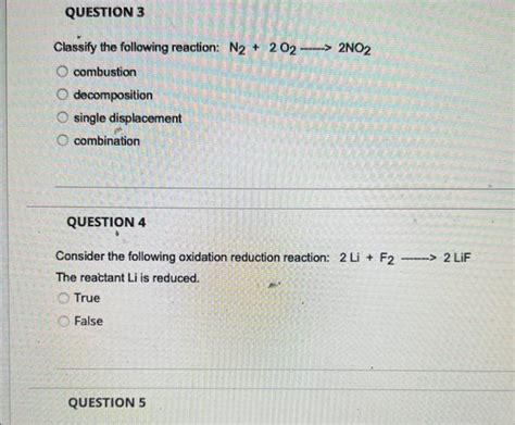 Solved Classify The Following Reaction Mathrm N 2