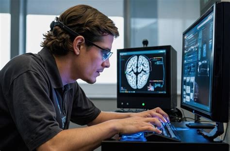 Premium Photo Futuristic Neural Interface Experiment