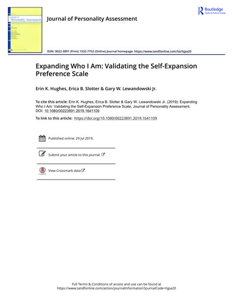 PDF Expanding Who I Am Validating The Self Expansion Preference Scale