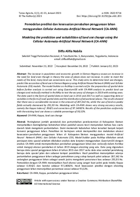 Pdf Pemodelan Prediksi Dan Kesesuaian Perubahan Penggunaan Lahan Menggunakan Cellular Automata