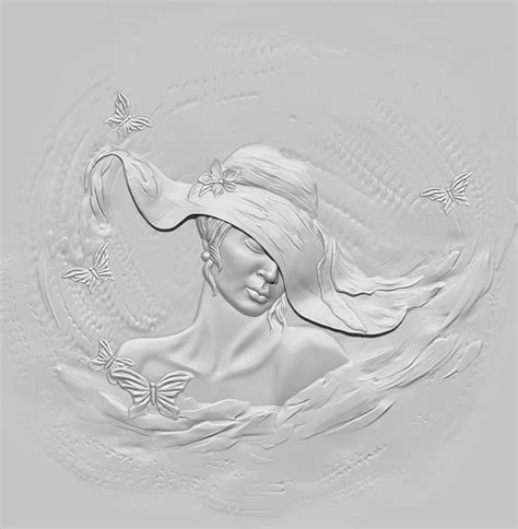 D Model STL CNC Router File Girl Bas Relief Inspire Uplift