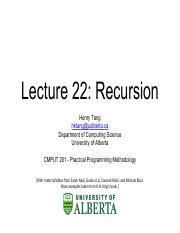 Lecture 22 Pdf Lecture 22 Recursion Henry Tang Hktang Ualberta Ca