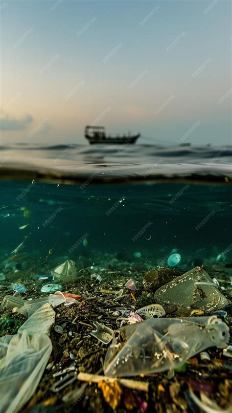 Ocean Pollution Concept Floating Garbage And Debris Plaguing The Environment Impact Of Human