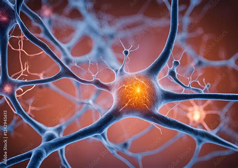 Microscopic View Of Neuron Cell Network Neural Connections Brain Cell Structure Synapse Activity