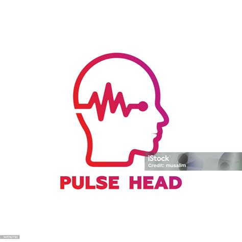 펄스 헤드 로고 템플릿 디자인 벡터 엠블럼 디자인 개념 크리에이티브 심볼 아이콘 Mental Wellbeing에 대한 스톡 벡터