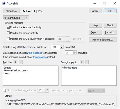 Active Exit Automatic Logoff Software For Active Directory And Group