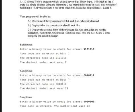 Solved 1 10 Points Write A Program Which Given A Seven
