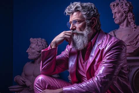 Premium AI Image Man Is Trying To Solve An Intricate Puzzle On A Dark Background With Purple