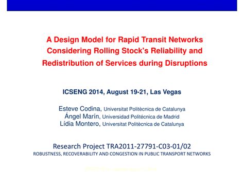 Pdf A Design Model For Rapid Transit Networks Considering Rolling Stocks Reliability And