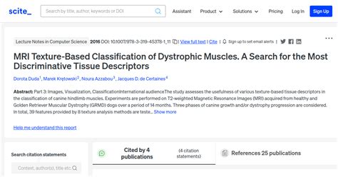 Citation Report Mri Texture Based Classification Of Dystrophic Muscles A Search For The Most