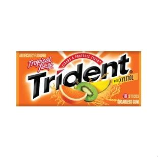 冲四钻美国Trident三叉戟木糖醇口香糖香橙味36g防蛀牙收藏送赠品 台湾老铺