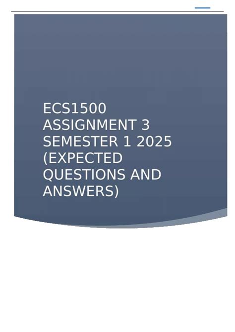 Ecs2601 Assignment 1 Semester 1 2025 Answers Intermediate