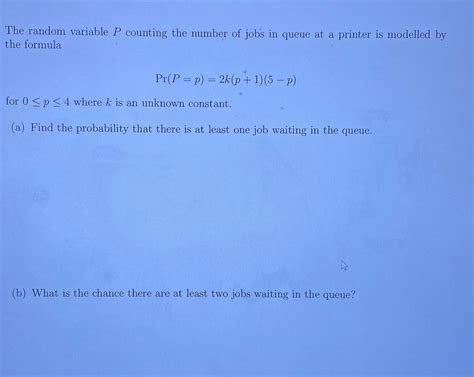Solved The Random Variable P Counting The Number Of Jobs In