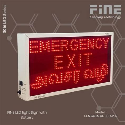 Red And Green Fine Led Emergency Exit Sign With Battery Backup Cabinet Fabricated Steel