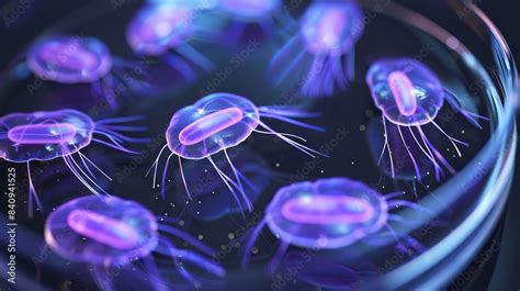 Giardia Lamblia Under A Microscope Protozoan Parasite With Multiple