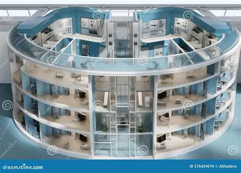 Futuristic Prison With High Tech Security Features And Advanced Surveillance Systems Stock
