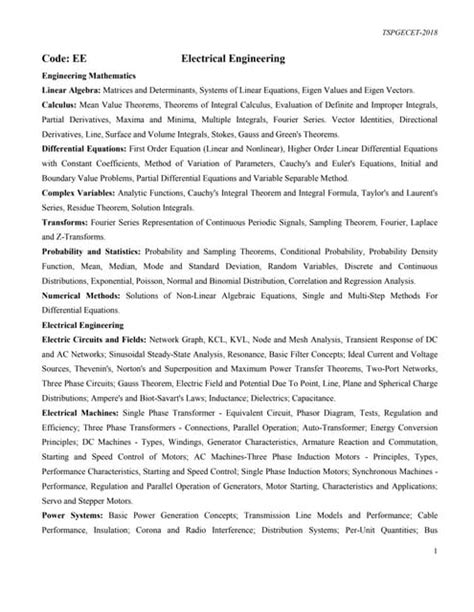 Syllabus For Electrical Engineering Docx Physics Science