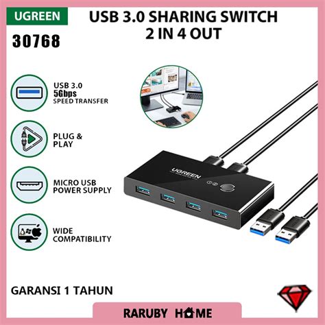 Jual Ugreen Usb 2 0 3 0 Sharing Switch 2 Computers 4 Ports Usb Peripheral Switcher Adapter Box