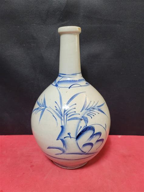 백자 청화 죽문 가락지주병 도자기 헬로마켓