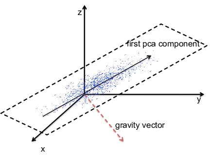 Accelerometer Coordinate System In Relation To The Gravity Vector
