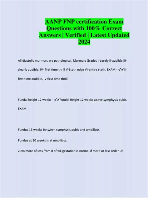 Aanp Fnp Certification Exam Questions With 100 Correct Answers Verified Latest Updated 2024