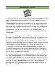 Problem Solving Scenarios Decision Making Wkst Pdf Problem Solving Scenarios 1 Cindy Is 18