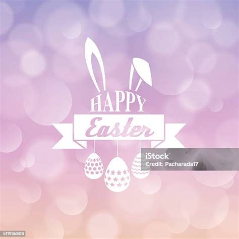 행복함 부활제 타이포그래피 알류 페인트 토끼 희미함 배경기술 공휴일에 대한 스톡 벡터 아트 및 기타 이미지 공휴일 디자인 라벨 Istock