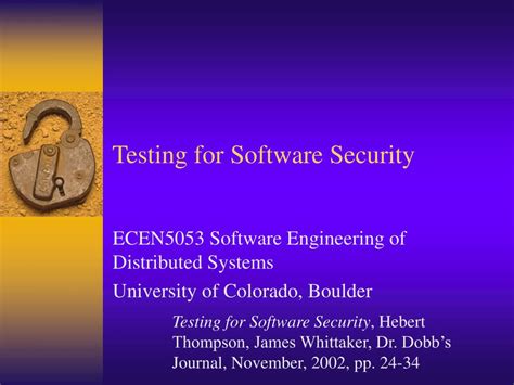 Ppt Testing For Software Security Powerpoint Presentation Free