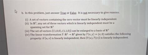 Solved Problem 5 14 Pts A Suppose That The Set Of Vectors