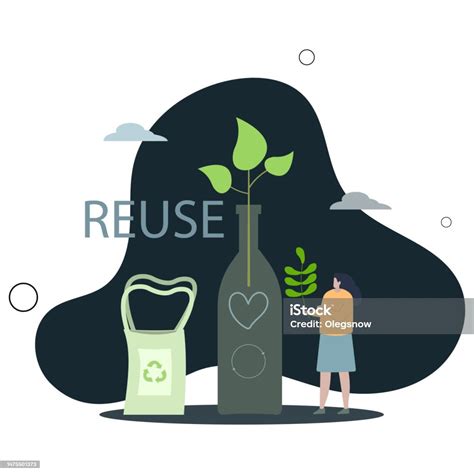 재료를 재사용하고 종이 또는 플라스틱 포장재를 재활용하십시오 지속 가능한 자연 친화적 또는 환경 적 사고로 제로 폐기물 라이프 스타일 Flat 벡터 그림 0에 대한 스톡