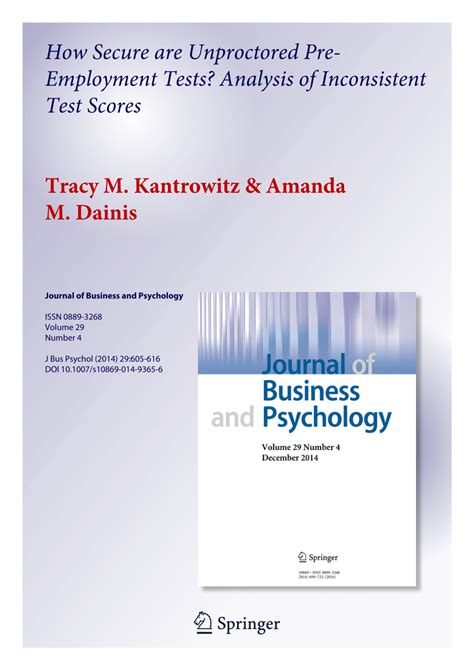 Pdf How Secure Are Unproctored Pre Employment Tests Analysis Of