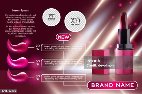 스파클링 배경 메이크업 광고 템플릿 매력적인 빨간 립스틱 이랑 패키지 디자인 프로 모션 제품입니다 화장품 광고 배너 전단지 광고 판 포스터 또는 카탈로그 3 차원 벡터
