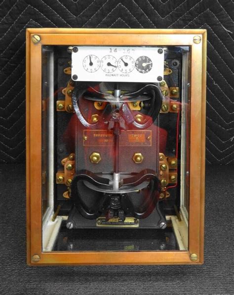 Antique 1916 General Electric Polyphase Meter Ds 7y In Brass Glass C