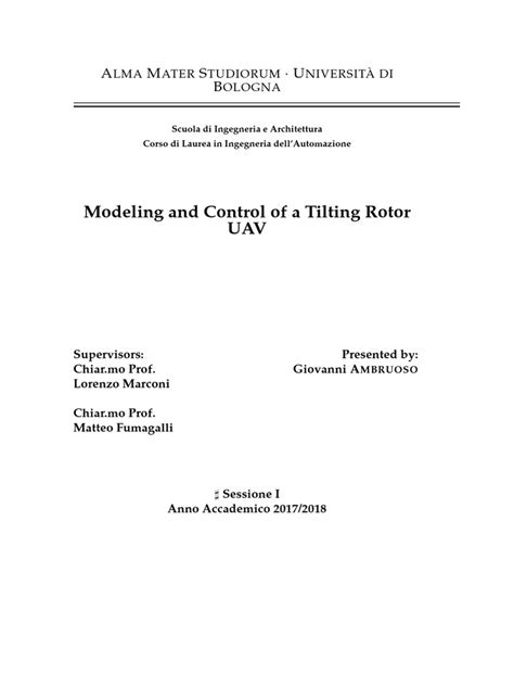 Modeling And Control Of A Tilting Rotor Uav Pdf Rotation Quadcopter