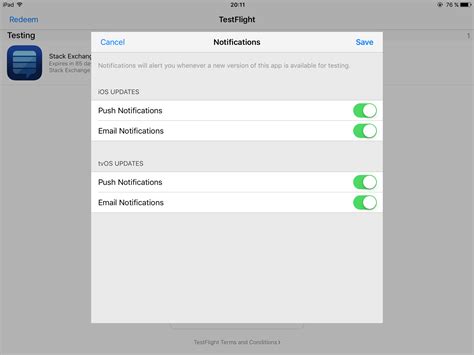allow to use latest version of the ios app via testflight meta stack