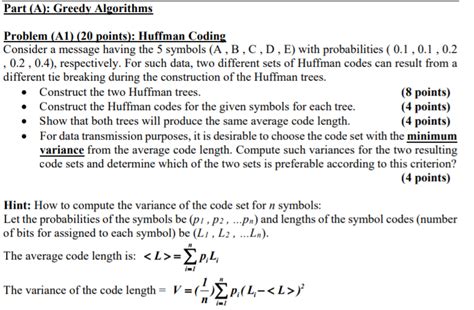 Solved Part A Greedy Algorithms Problem A1 20 Points Chegg Com