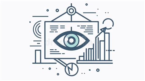 Graph Statistic Outline Icon With Eye Symbol Vector Illustration Stock Illustration