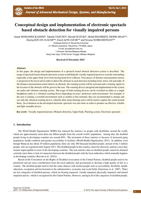 Pdf Conceptual Design And Implementation Of Electronic Spectacle Based Obstacle Detection For