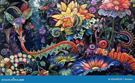 Vibrant Abstract Organic Structures With Bold Colors And Intricate Textures Stock Illustration