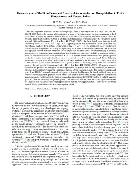 Pdf Generalization Of The Time Dependent Numerical Renormalization Group Method To Finite