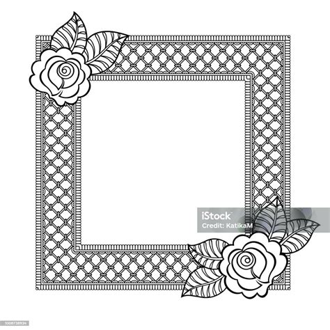 동양 테마에서 설계 된 멘디 스타일에서 꽃 장식 프레임 헤나 문신과의 디자인의 그림에 대 한 인도의 전통적인 패턴 커버 책 노트북 관 강렬하고 밝은 색상에 대한 스톡 벡터