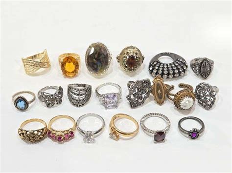 Collection Of 20 Costume Jewelry Rings Black And Gold Auctions