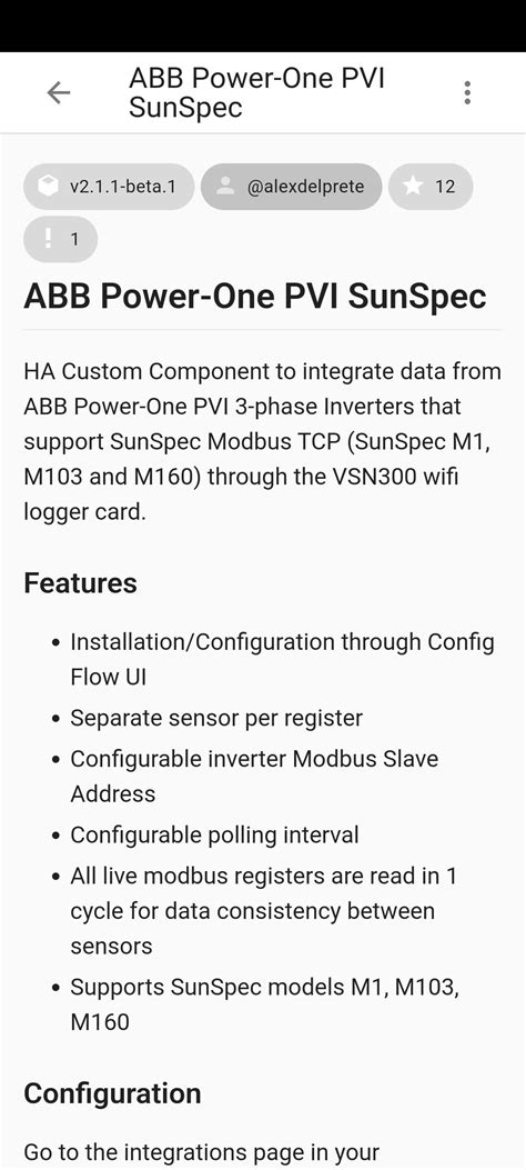 Custom Component Abbpower Onefimer Pv Inverters Sunspec Modbus Tcp Custom Integrations
