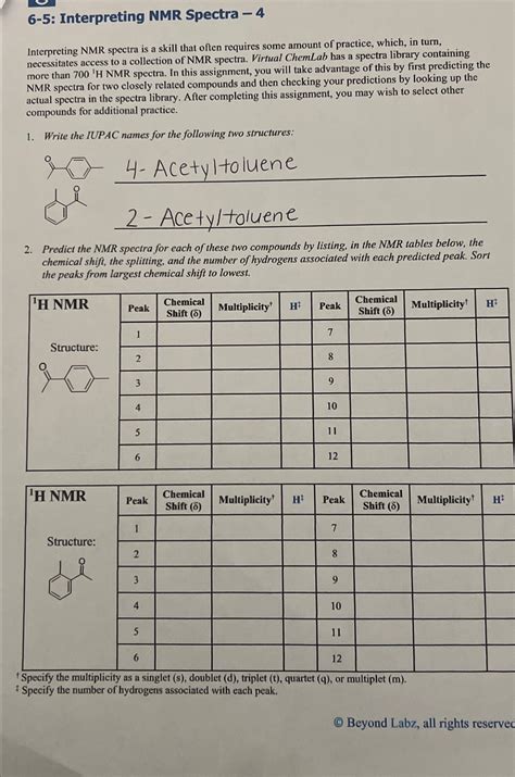 Solved W6 5 Interpreting Nmr Spectra 4interpreting Nmr