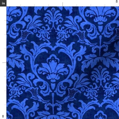 Blue Velvet Damask Upholstery Fabric At Aaron Levine Blog