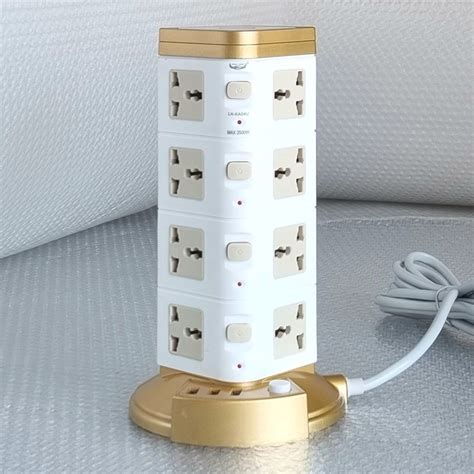 Universal Tower Extension Socket With M Extension Cord Usb Ports Overload Protection