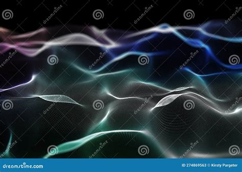3d Digital Background With Flowing Cyber Particles Stock Illustration Illustration Of