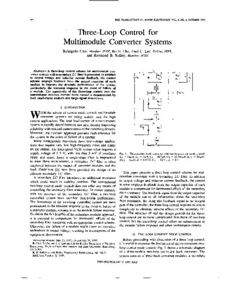 Pdf Three Loop Control For Multimodule Converter Systems